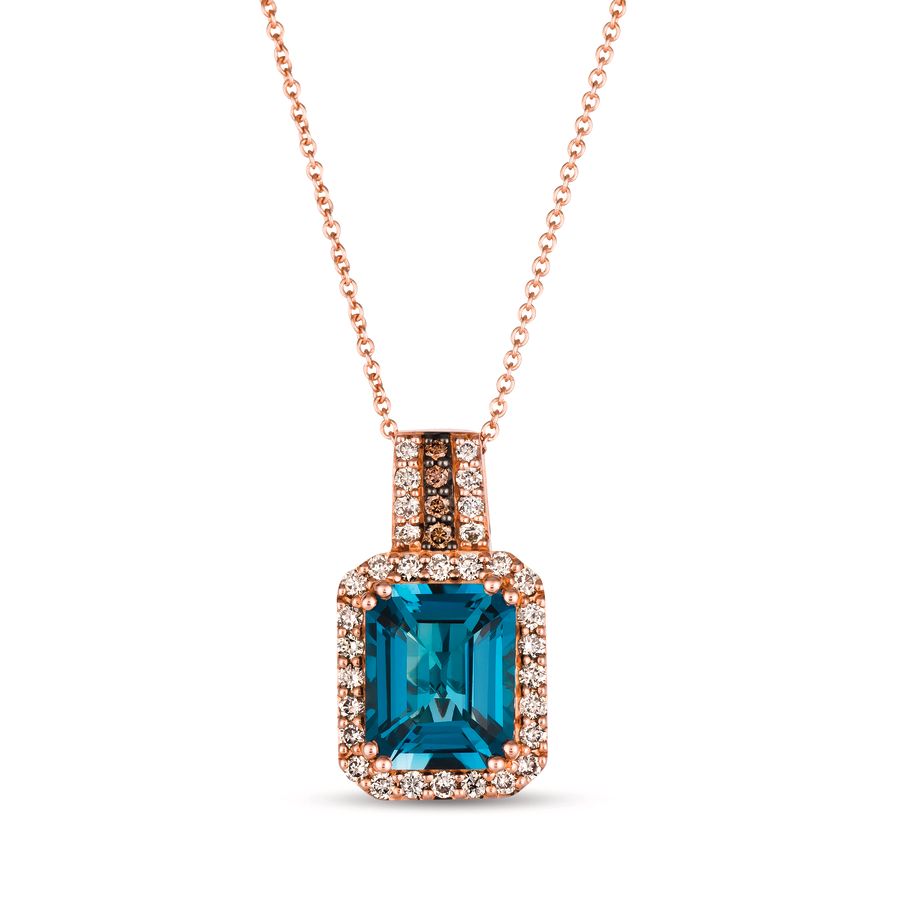 14K STRAWBERRY GOLD DIAMOND LONDON BLUE TOPAZ PEND – Zorells Jewelry